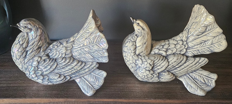 Vintage Pair of Ceramic Doves - Etsy