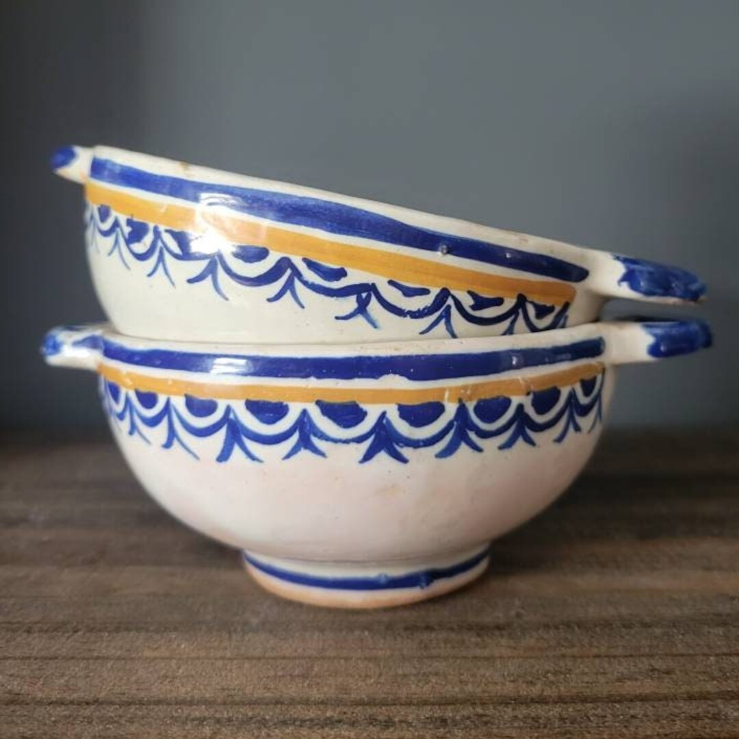 Pair of Henriot Quimper Croisille Pattern Lug Bowls - Etsy