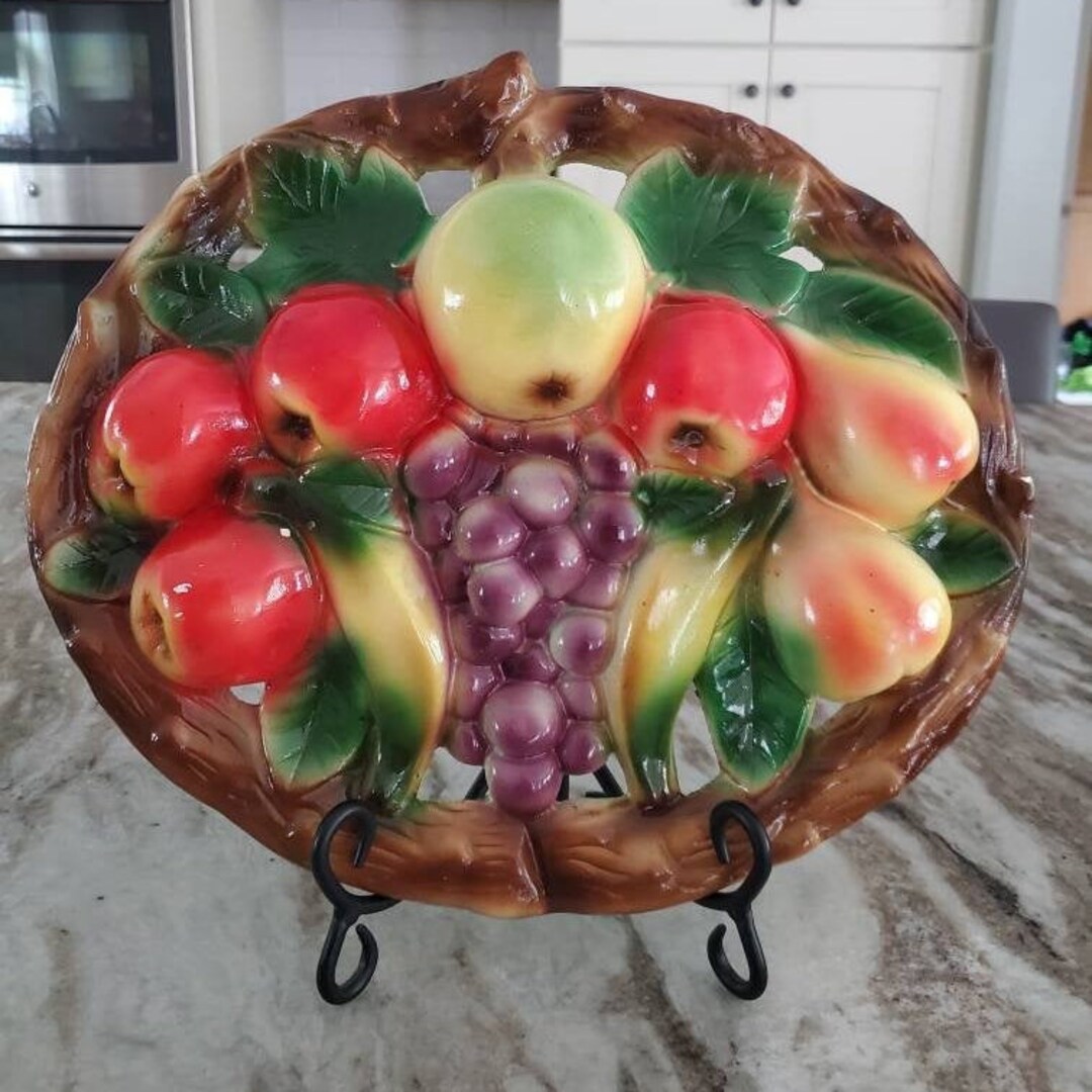 Vintage Chalkware Fruit Wall Decor - 15" Wide - Two Available - Etsy