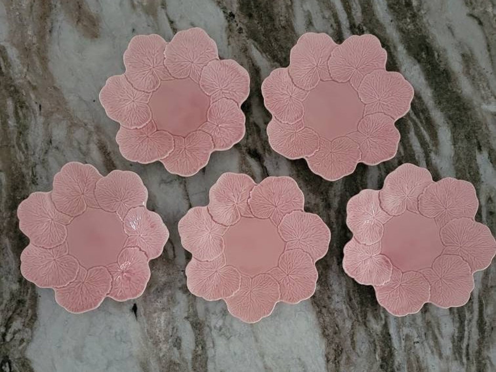 Vintage Pink Bordallo Pinheiro Geranium Plates and Celebration - Etsy