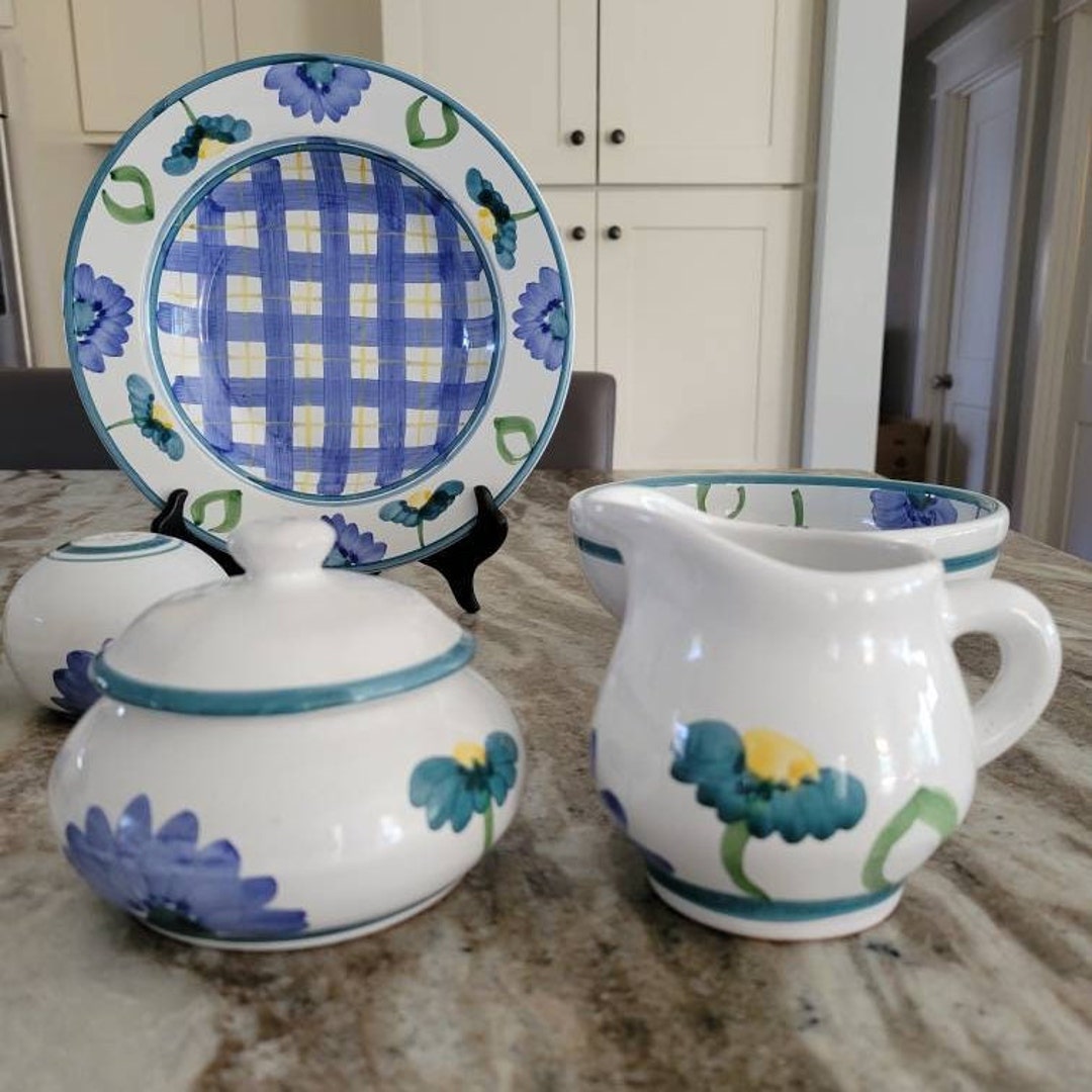 Caleca Arioso Blue, Yellow Dinnerware Pieces, Made in Italy - Etsy