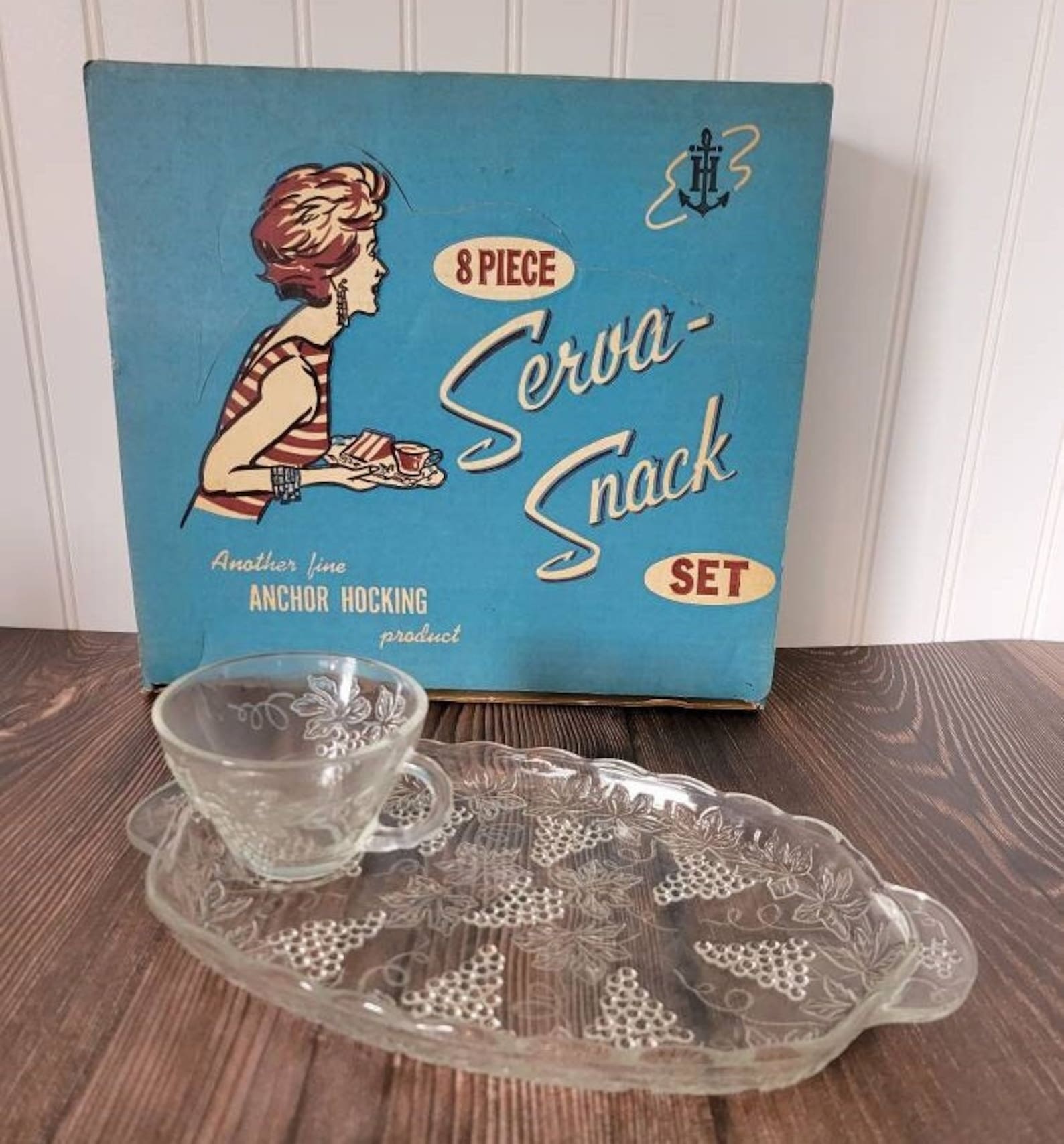 Anchor Hocking 8 Piece Serva-snack Set in Original Box - Etsy