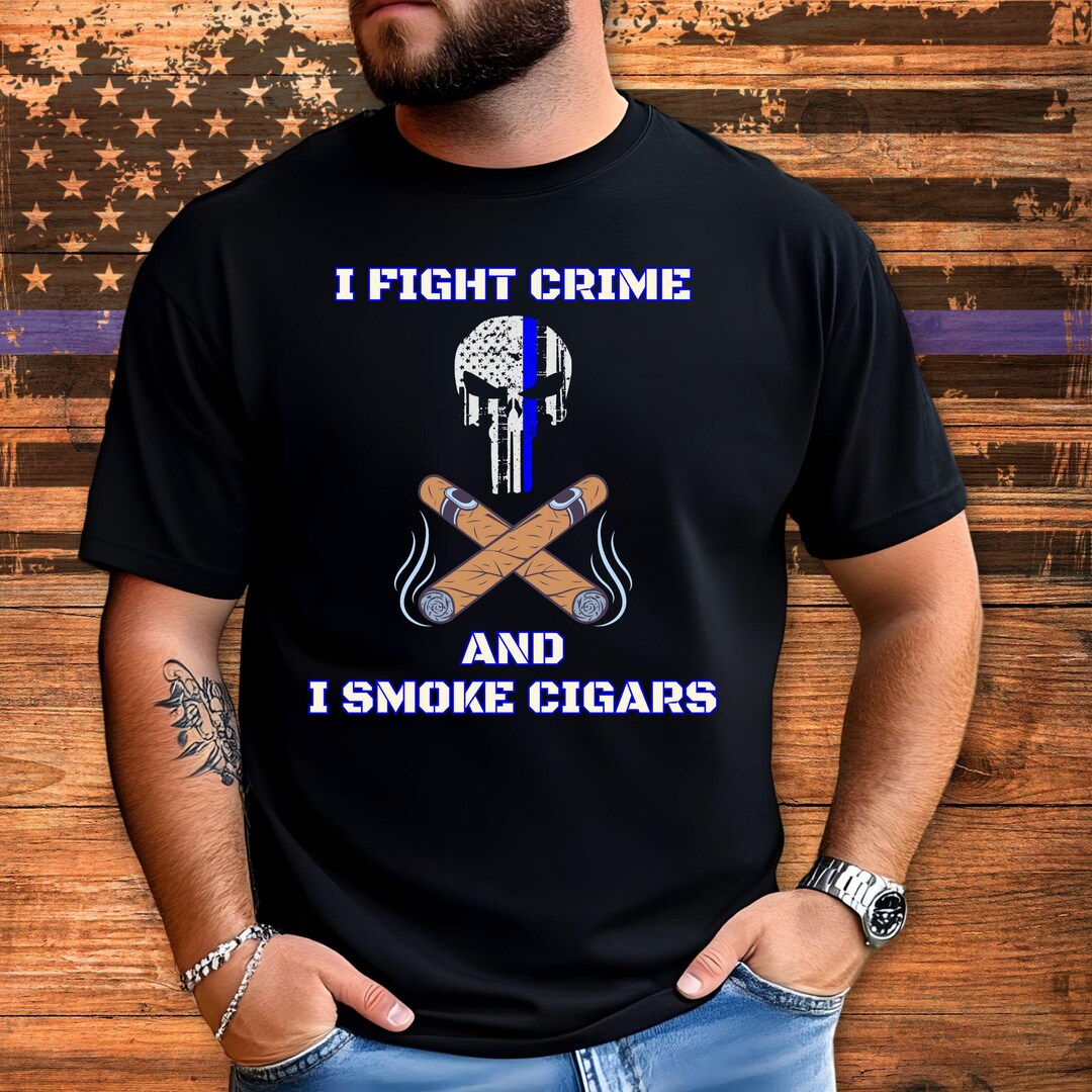 Cigar Police Skull Shirt, Thin Blue Line T-shirt, Law Enforcement ...