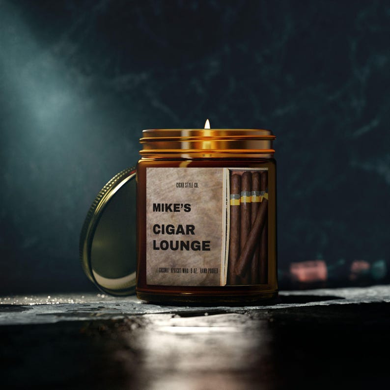 Personalized Cigar Lounge Candle, Custom Cigars, Personalized Man Cave ...