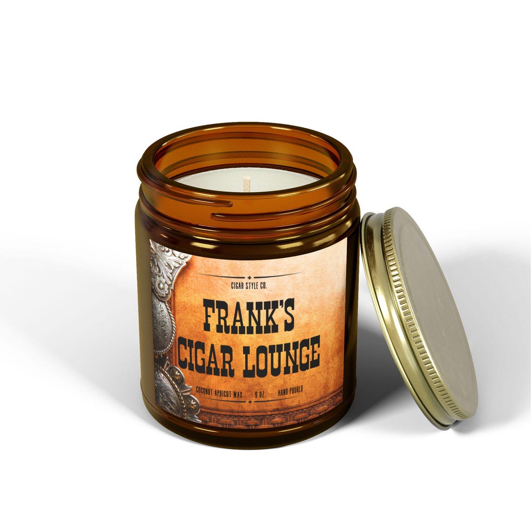 Personalized Cigar Lounge Candle, Custom Western Man Cave Decor ...