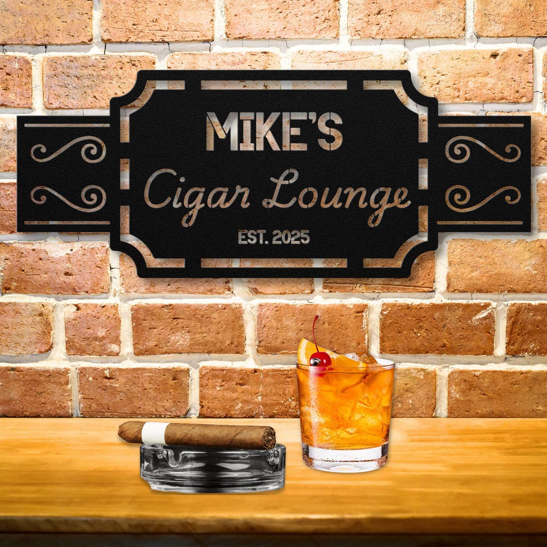 Custom Cigar Lounge Metal Sign, Cigars Band Label Wall Art ...
