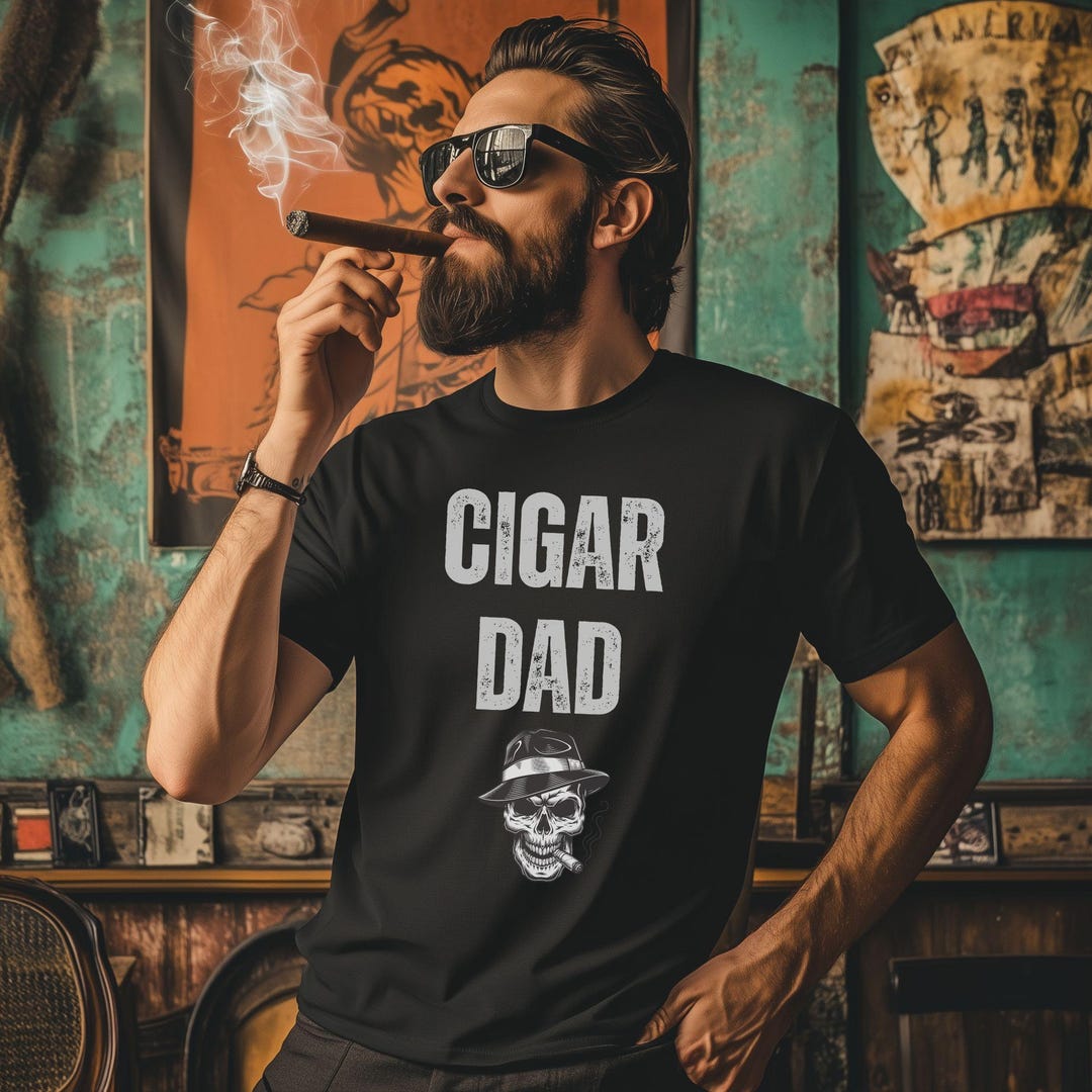 Cigar Dad Skull T-shirt, Father's Day Gift for Him, Vintage Dads Shirt ...
