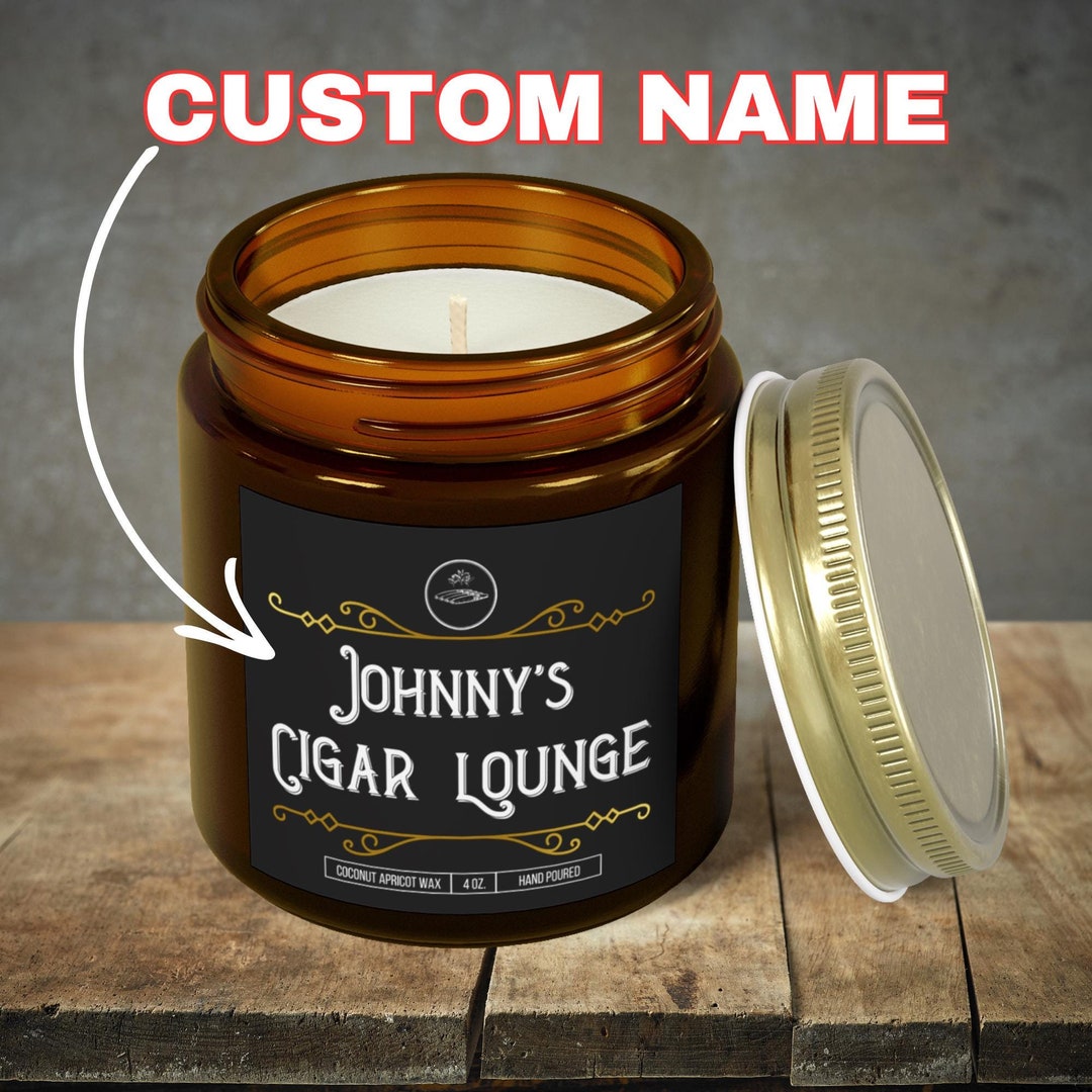 Custom Cigar Lounge Candle, Personalized Man Cave Decor, Smokers ...