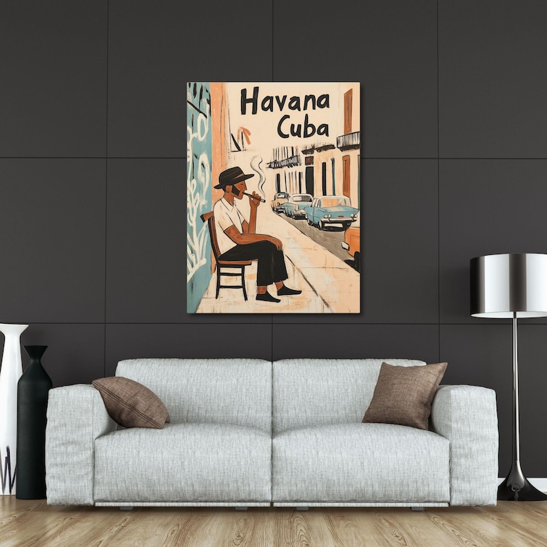 Havana Cuban Cigar Art, Cuba Lounge Wall Decor, Man Cave Canvas Artwork ...