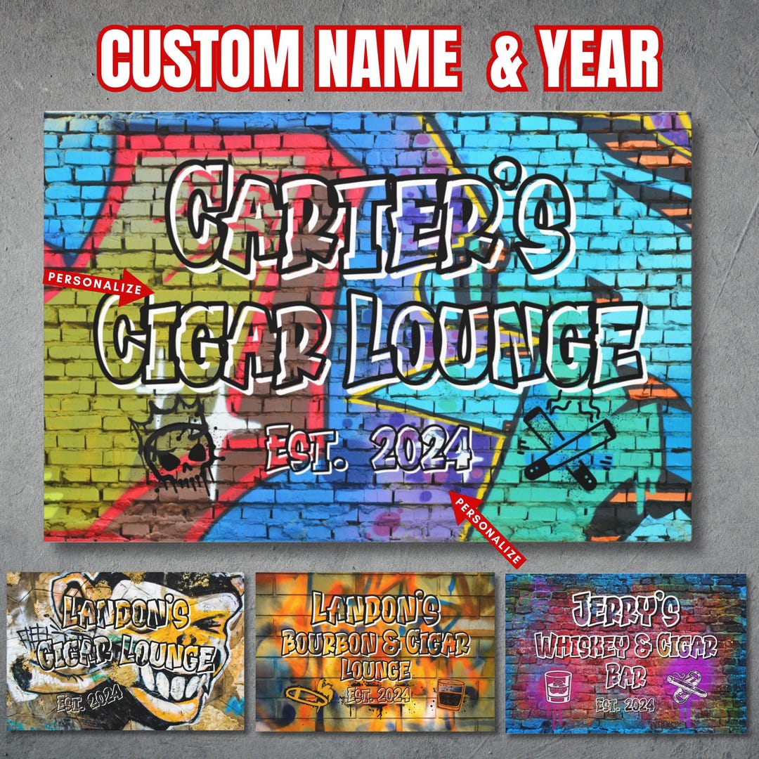 Personalized Cigar Wall Art, Urban Graffiti Street Canvas, Custom ...