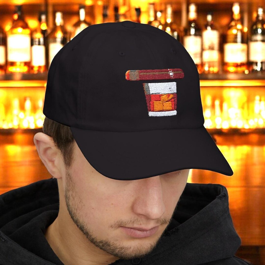 Embroidered Whiskey and Cigar Dad Cap, Perfect Gift for Cigar Smokers ...