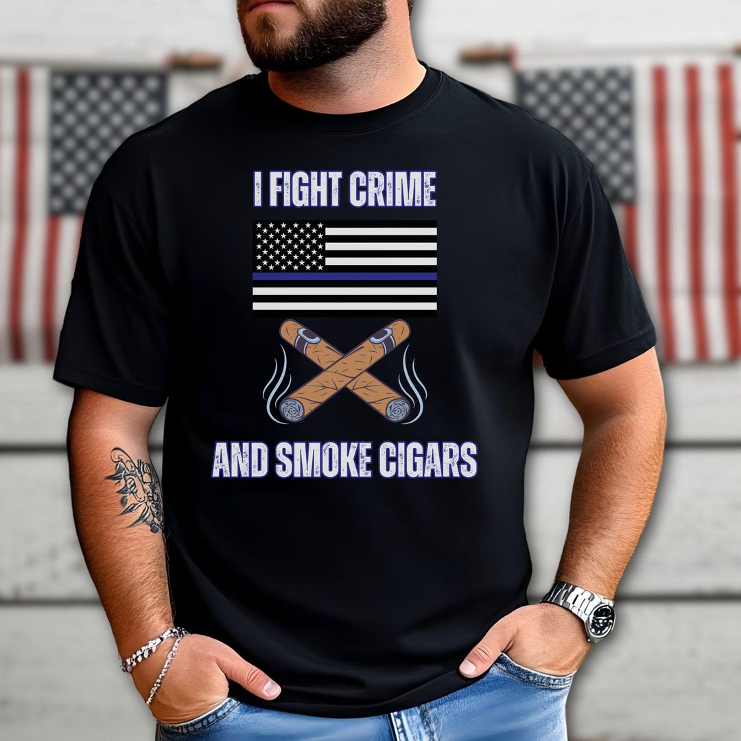 Cigar Police Blue Line Flag Shirt, Law Enforcement Lounge Tee, Vintage ...