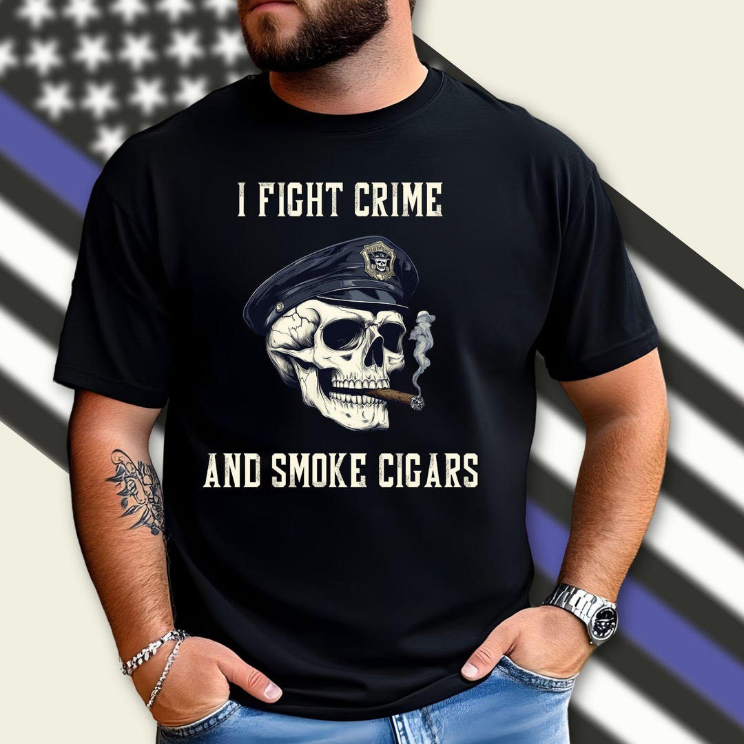 Cigar Police Skull Shirt, Officer Smoking Cigars T-shirt, Law ...