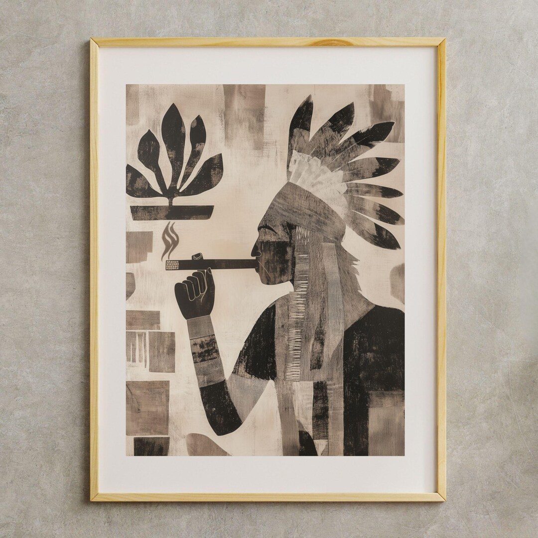 Cigar Indian Poster Art Decor, Rustic Tribal Lounge Wall Sign, Vintage ...