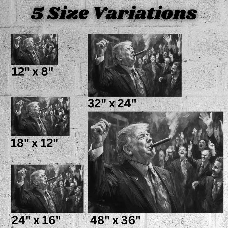 Donald Trump Cigar Poster Wall Art, Patriotic President Oil Painting ...
