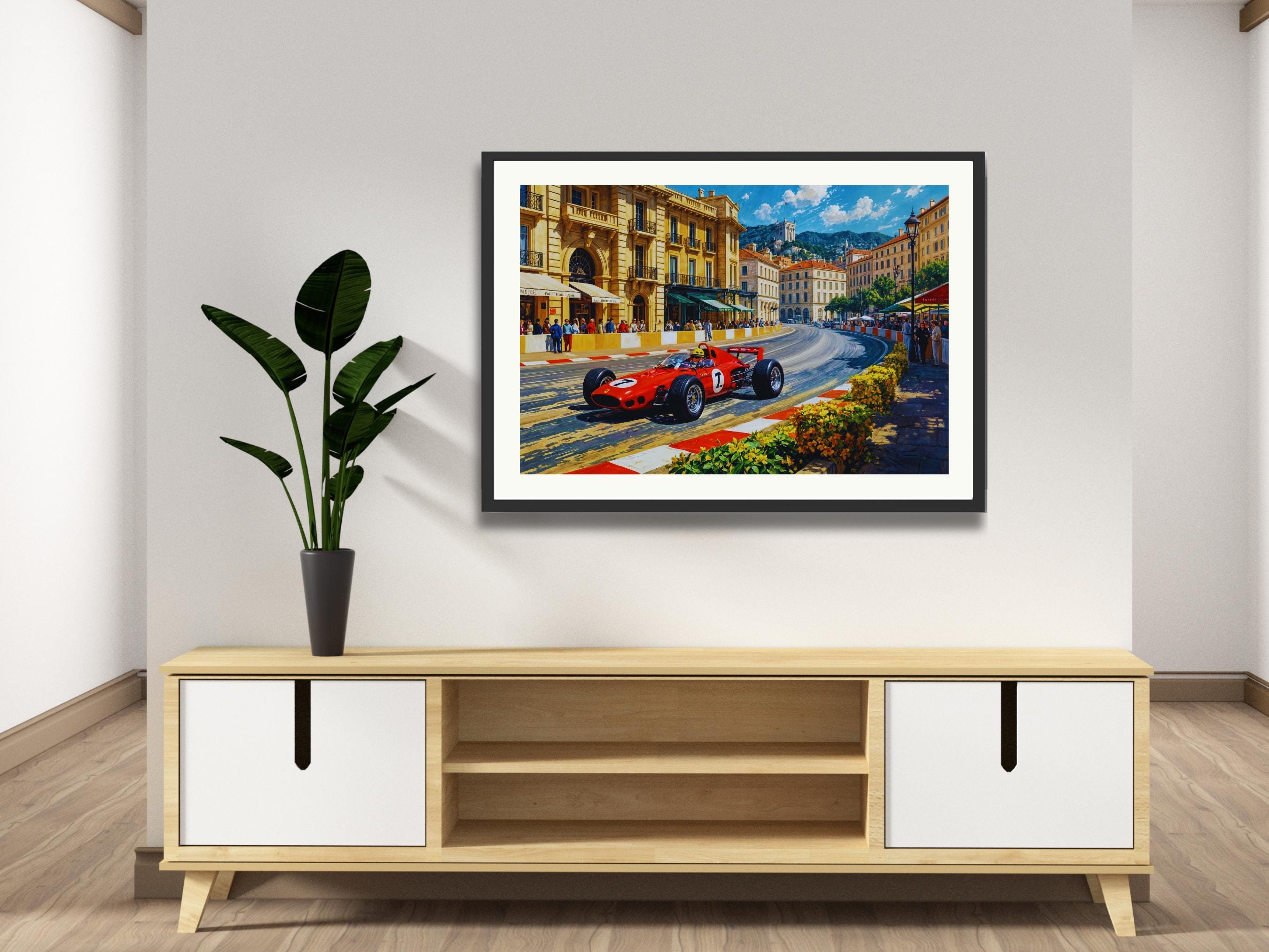 Ferrari F1 1960s Monaco Grand Prix Wall Decor: Motor Racing Art Print ...