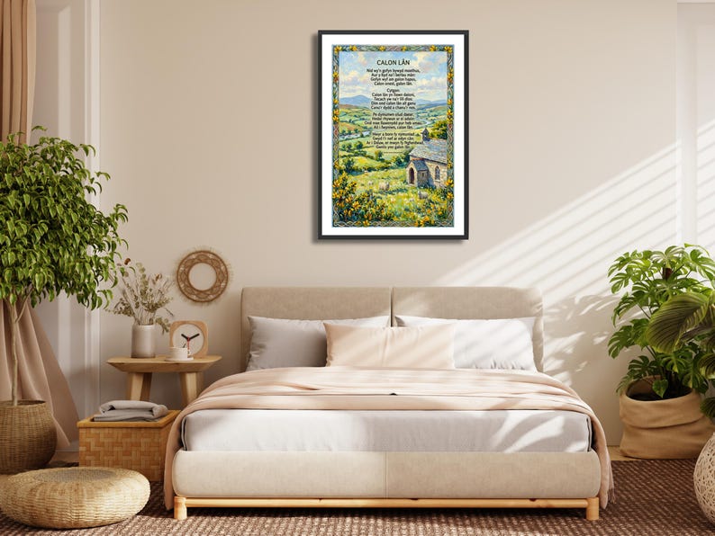Calon Lan Welsh Hymn Lyrics: Rural Wales Stone Church Landscape Art ...