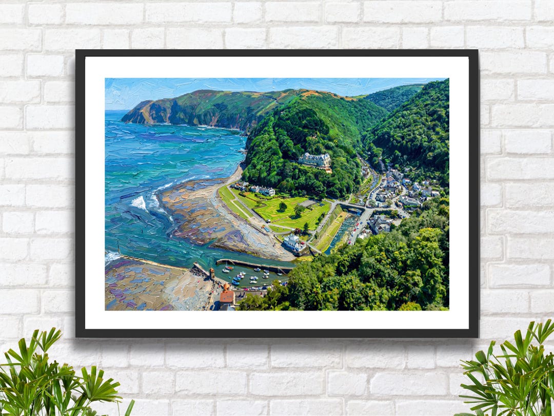 Lynmouth, Exmoor Aerial View: Devon Harbour & Seaside Impasto Coastal ...