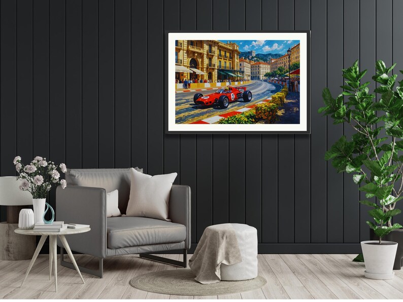 Ferrari F1 1960s Monaco Grand Prix Wall Decor: Motor Racing Art Print ...
