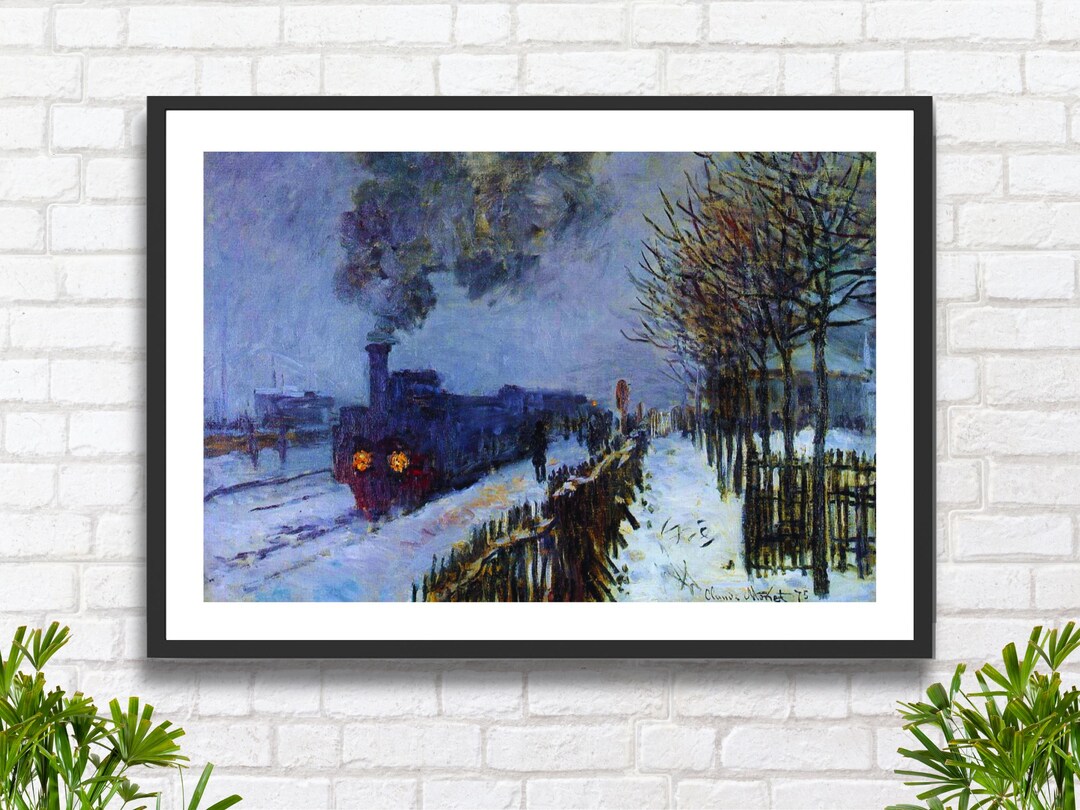 Claude Monet 'train in the Snow': Steam Train Landscape Art Giclee ...