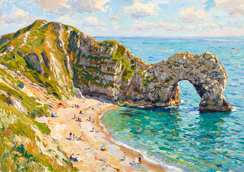 Durdle Door, Dorset Jurassic Coast Sea Arch: Impasto Coastal Landscape ...