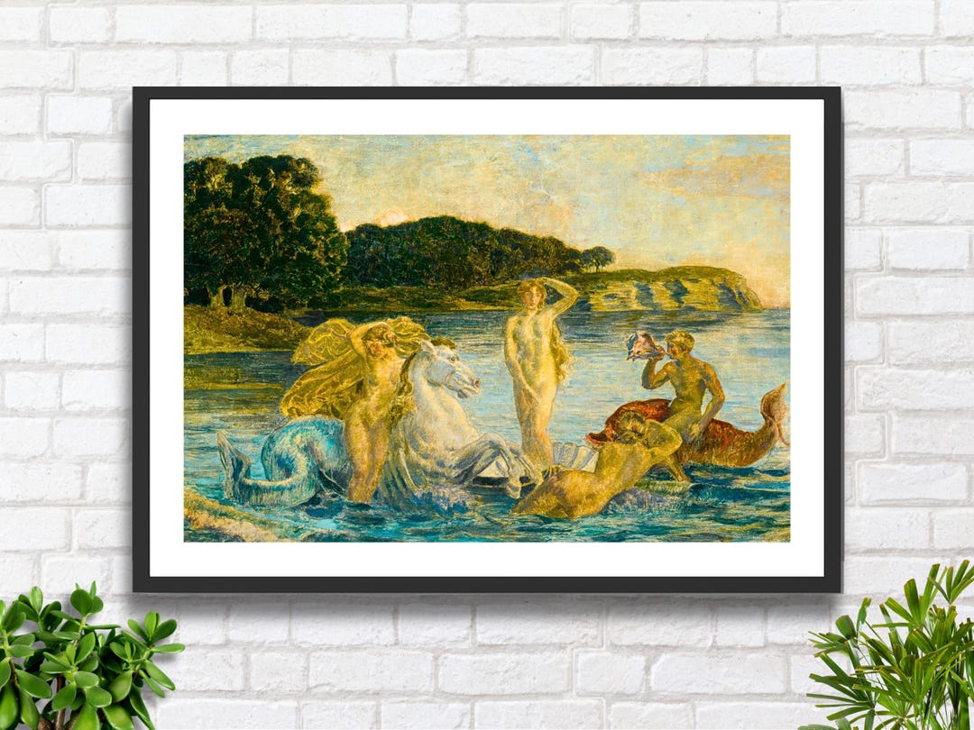 French Artist Émile-rené Ménard 'the Birth of Venus' 1919 Mythology Art ...