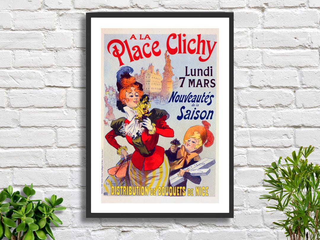 French Artist René Péan 'A La Place Clichy' 1899 Vintage Art Noveau ...