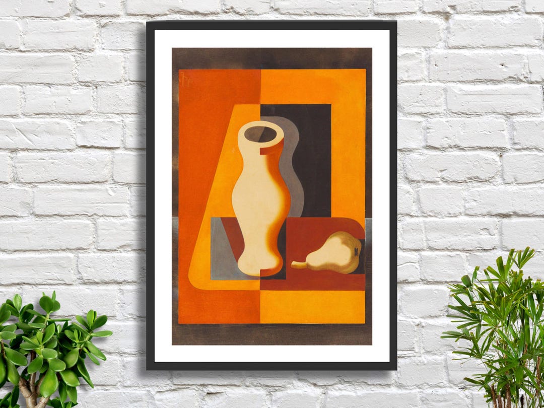 Heinrich Hoerle Still Life Art Print: Abstract German Art, Burnt Orange ...