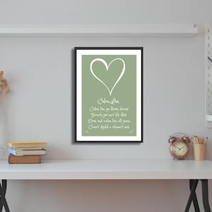 Sage Green Calon Lan Welsh Hymn Art Print: Boho Heart Line Art - Etsy