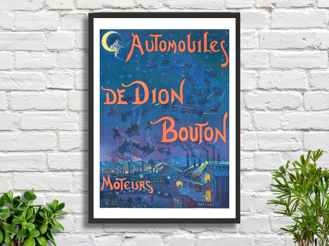 Vintage French Car Advertising Poster 'automobiles De Dion Bouton' Blue ...
