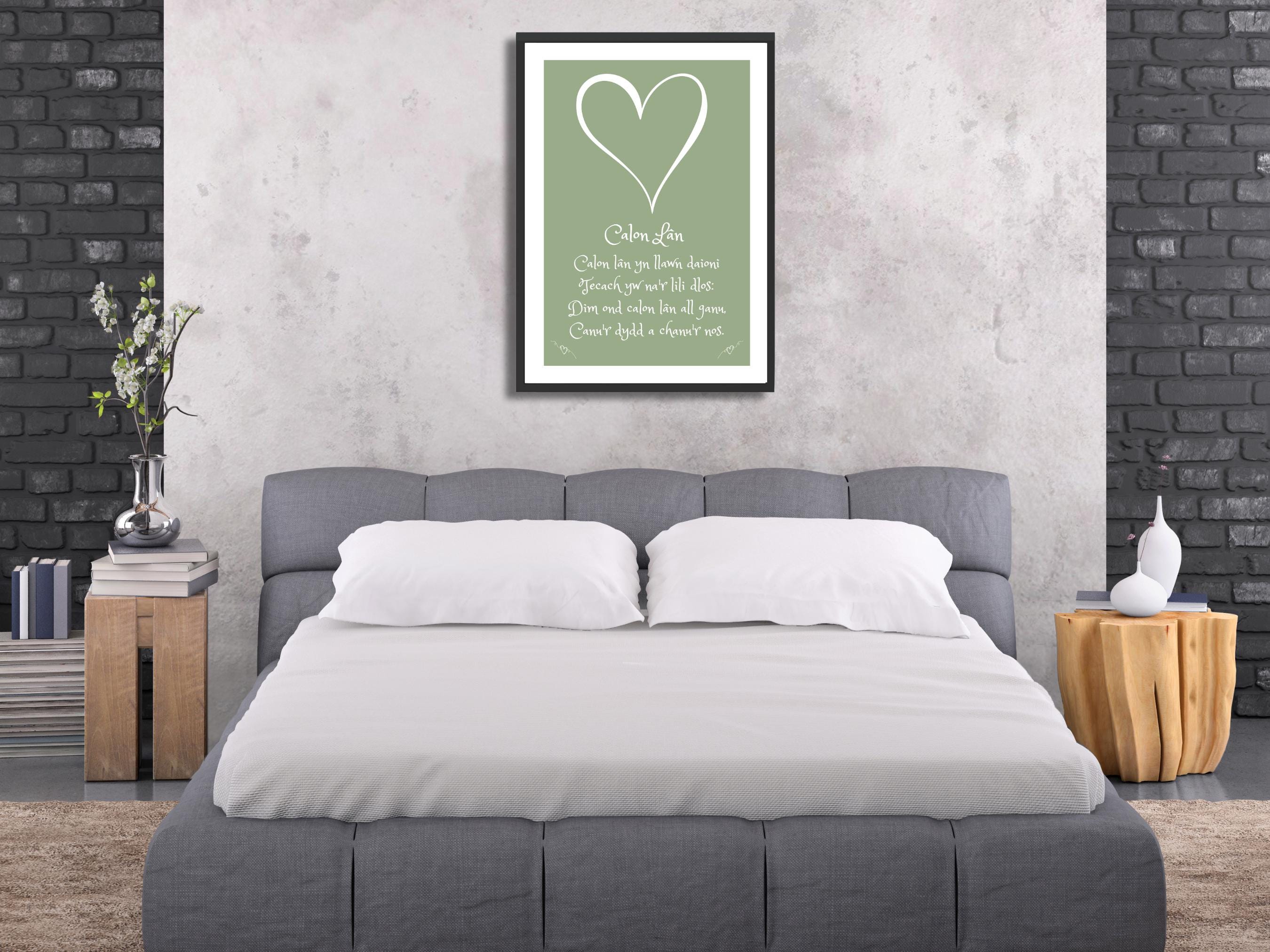 Sage Green Calon Lan Welsh Hymn Art Print: Boho Heart Line Art - Etsy