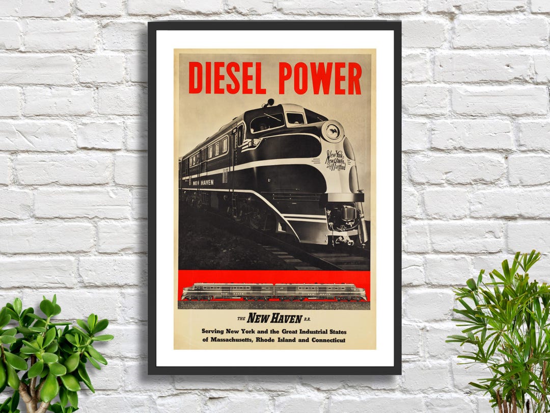 Art Deco Train Poster: 'diesel Power' Vintage Railroad Giclee Print - Etsy
