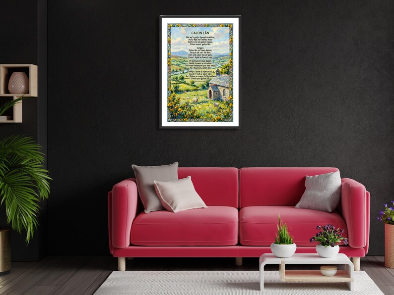 Calon Lan Welsh Hymn Lyrics: Rural Wales Stone Church Landscape Art ...