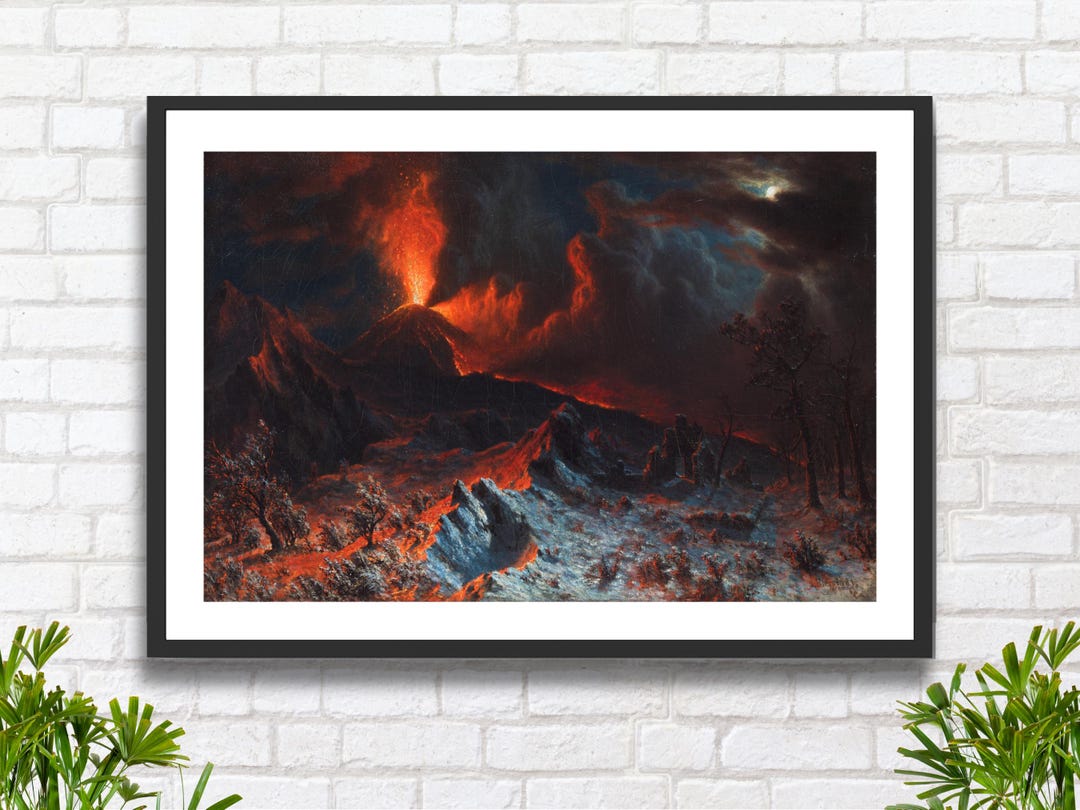 Albert Bierstadt Mount Vesuvius Eruption Art Print: Dramatic Volcano ...