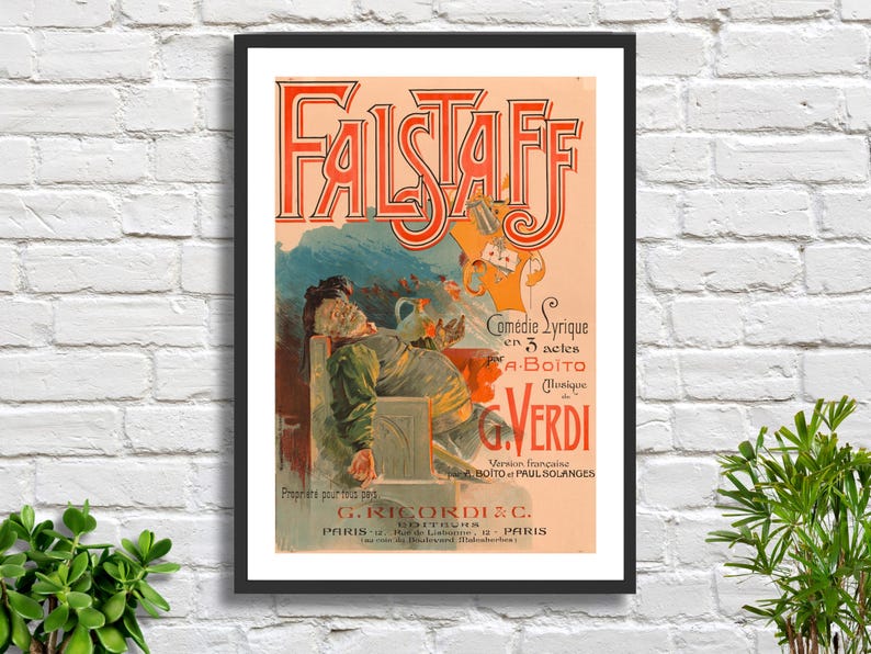 German Artist Adolfo Hohenstein 'falstaff' 1894 Vintage Art Noveau ...