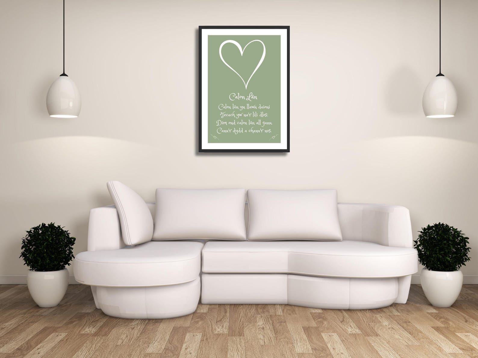 Sage Green Calon Lan Welsh Hymn Art Print: Boho Heart Line Art - Etsy