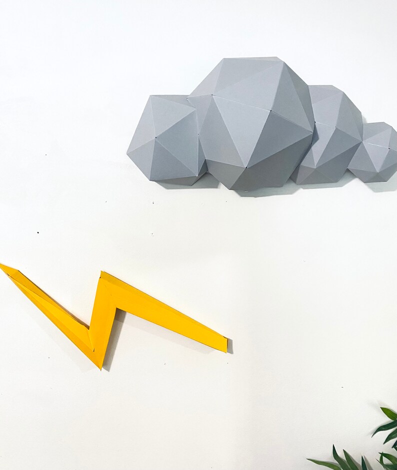 Lightning Cloud and Lightning Bolt 3d Papercraft. You Get SVG and PDF ...