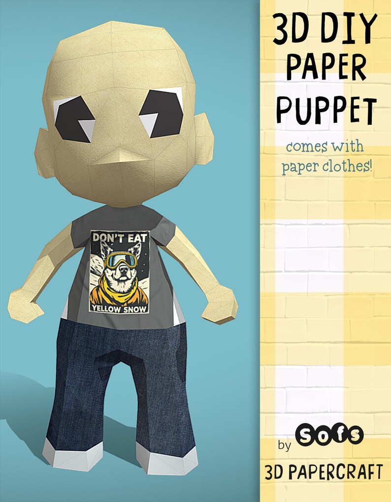 Paper Puppet, 3D Papercraft. Includes Starter Pack Outift Patterns. You ...