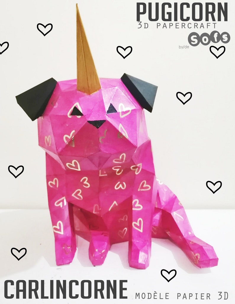 PUGICORN Papercraft. You Get a PDF Digital File Template and - Etsy