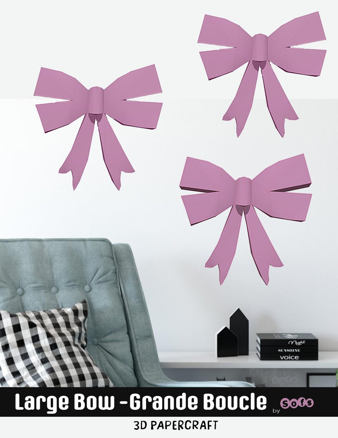 Large Bow 3D Papercraft Model (PDF Digital File) - Etsy