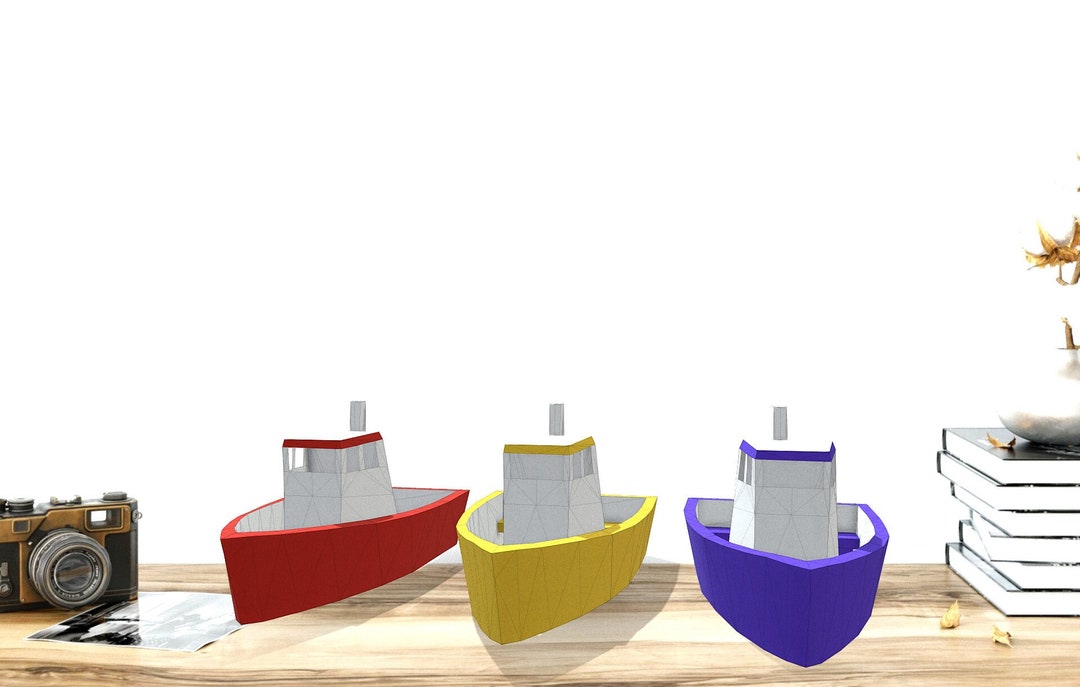 Boat 3D Papercraft, Lowpoly Paper, Get SVG, PDF Digital File Template ...