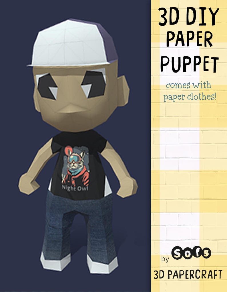 Paper Puppet, 3D Papercraft. Includes Starter Pack Outift Patterns. You ...