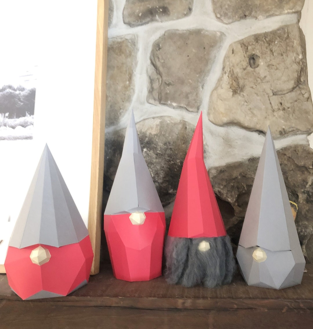 Gnomes in 4 Different Styles 3d Papercraft. You Get a PDF Digital File ...