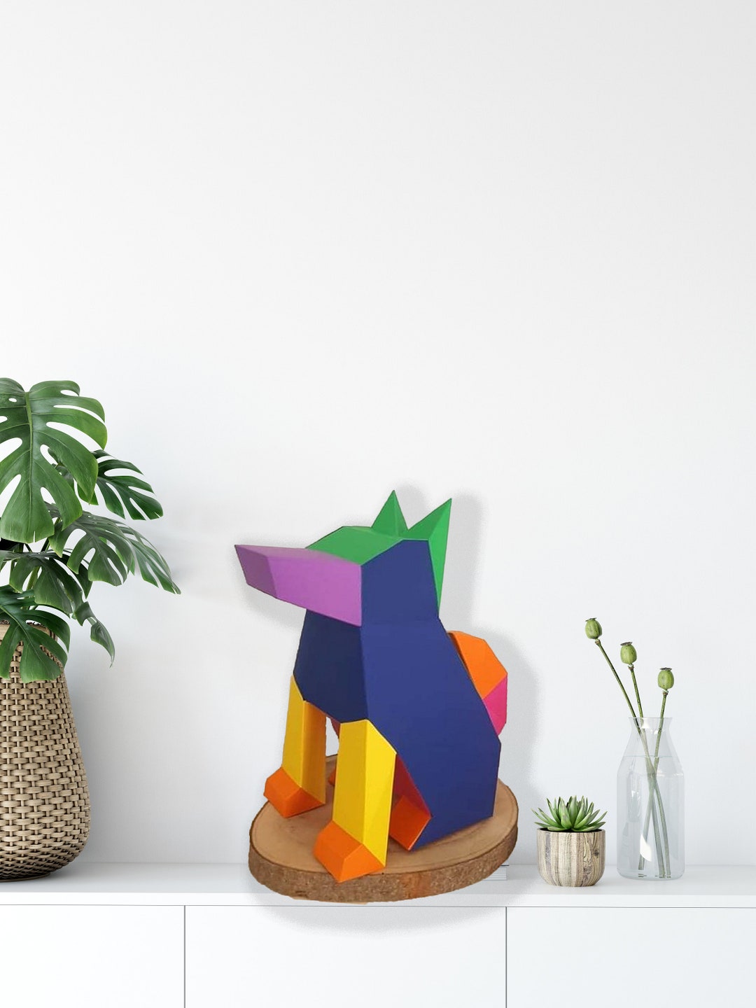 Dog Square Papercraft. Colorful Dog You Get a PDF Templates and ...