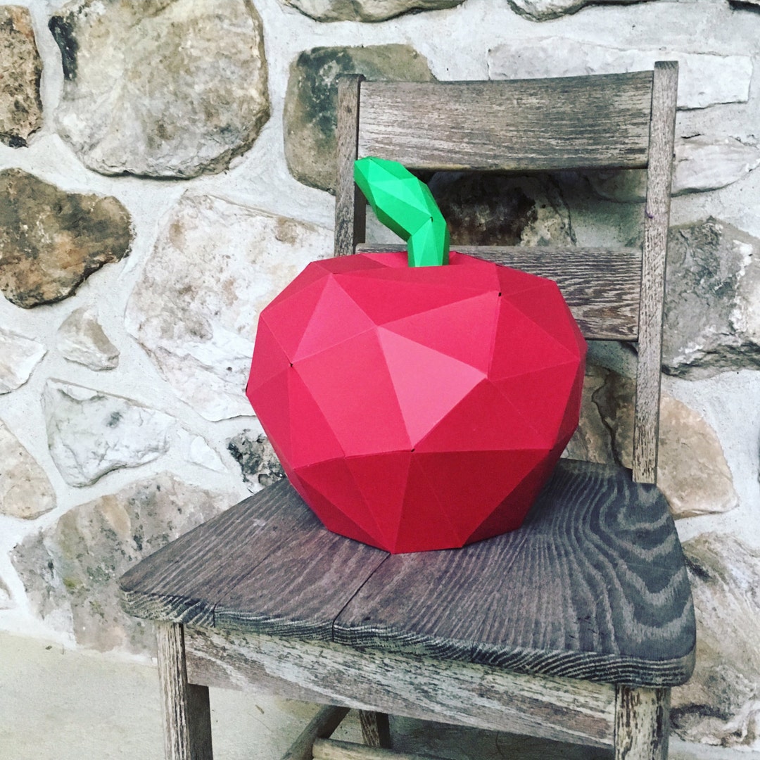 Apple 3D Papercraft. You Get a PDF and SVG Digital Template and ...