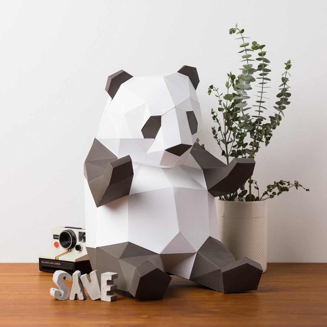 Panda Bear 3D Papercraft. You Get SVG, PDF Digital File Templates and ...