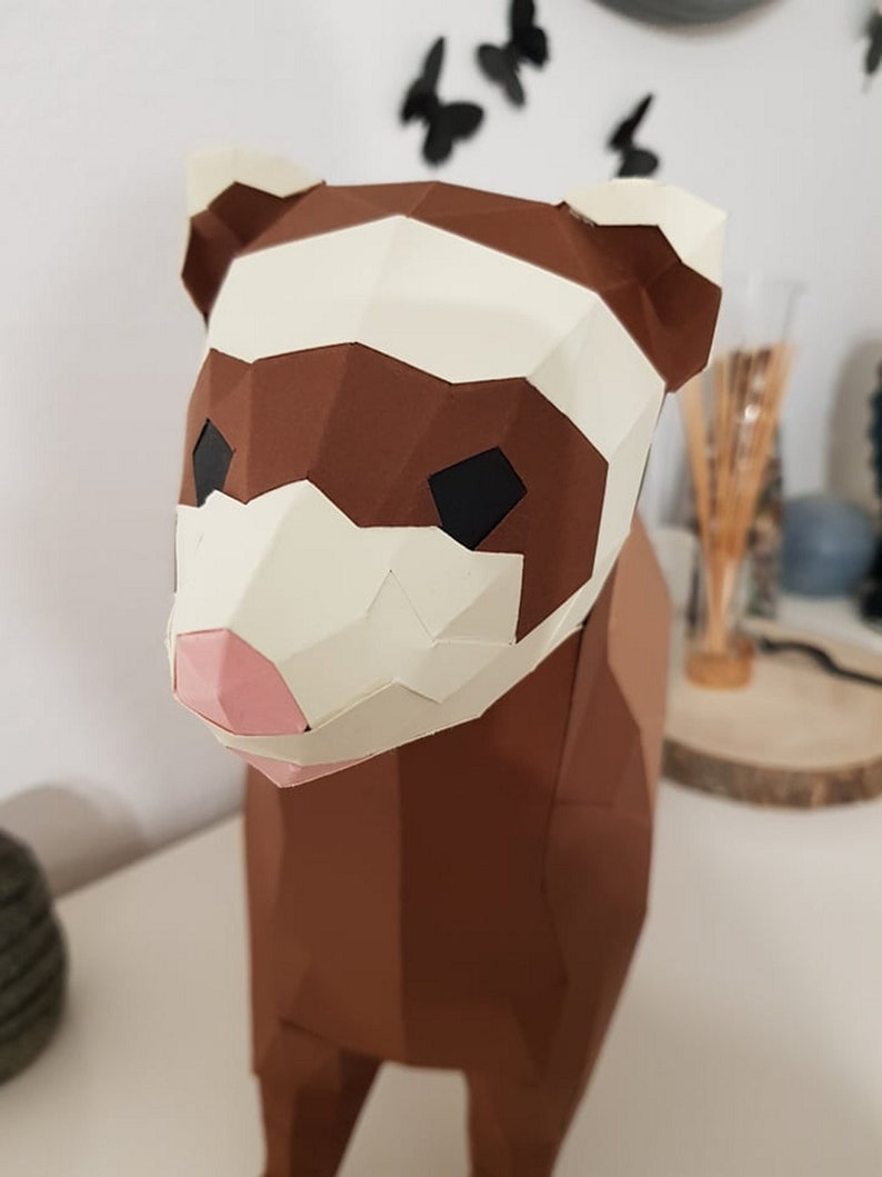 Ferret Papercraft Lowpoly Paper Animals Get PDF Digital File | Etsy