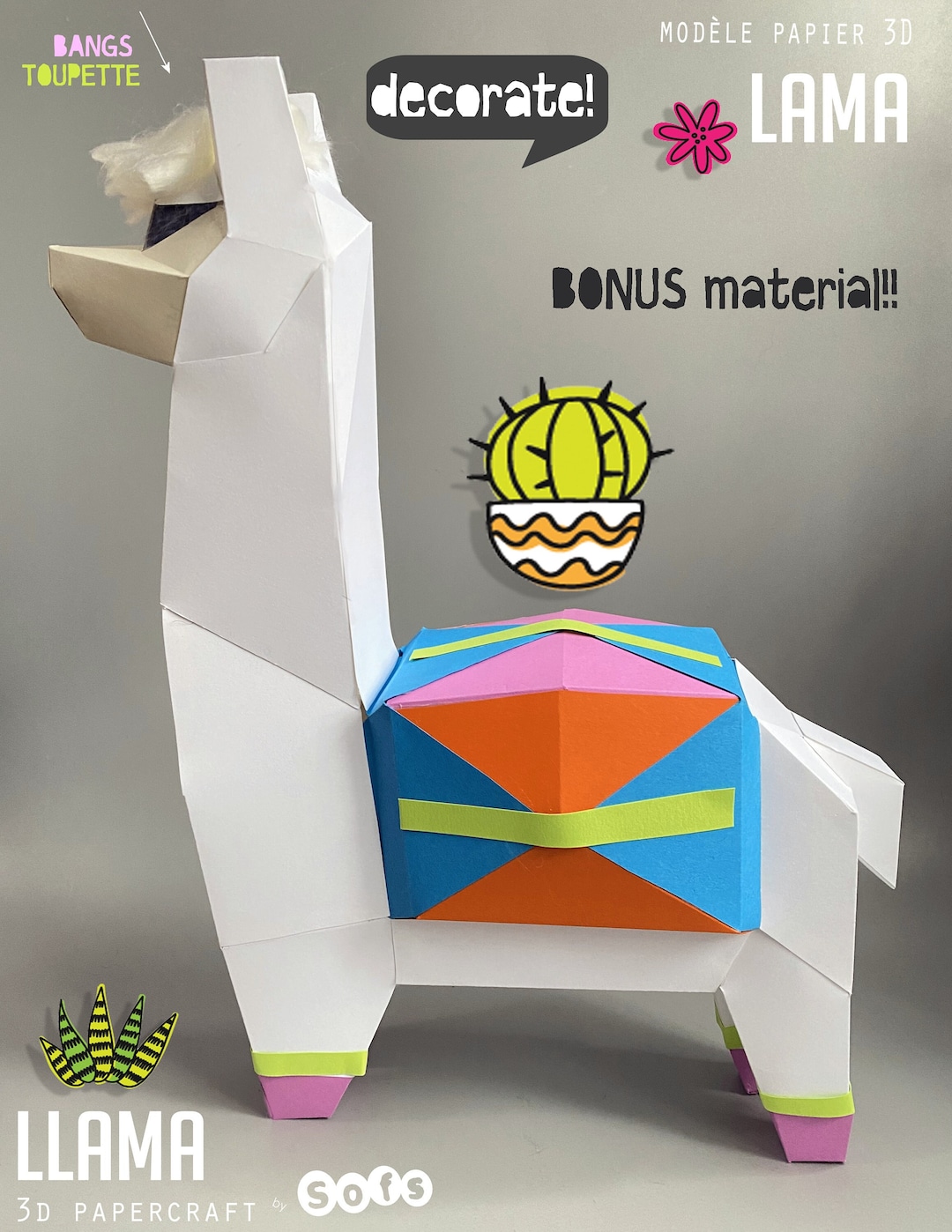 Llama 3D Papercraft Fun Llama Lowpoly Paper, SVG & PDF Digital File ...