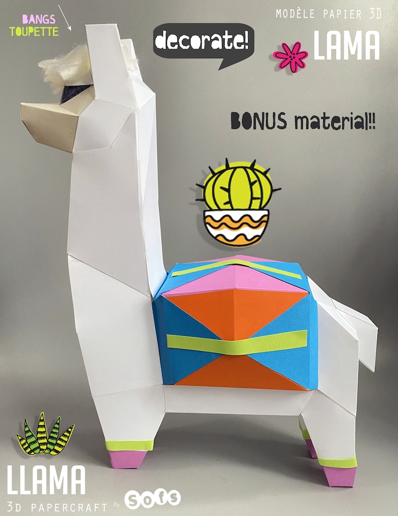 Llama 3D Papercraft Fun Llama Lowpoly Paper, SVG & PDF Digital File ...