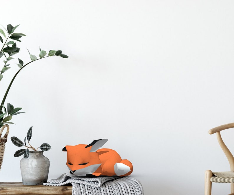 Sleepy Fox 3D Papercraft. You Get a SVG and PDF Digital File Templates ...